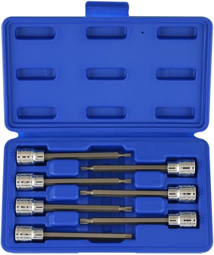 NEIKO 10080A 3/8” Drive Extra Long Torx Star Bit Socket Set | 7 Piece | T10 to T40 | 4-3/8” Length