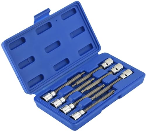 NEIKO 10080A 3/8” Drive Extra Long Torx Star Bit Socket Set | 7 Piece | T10 to T40 | 4-3/8” Length