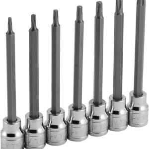 NEIKO 10080A 3/8” Drive Extra Long Torx Star Bit Socket Set | 7 Piece | T10 to T40 | 4-3/8” Length