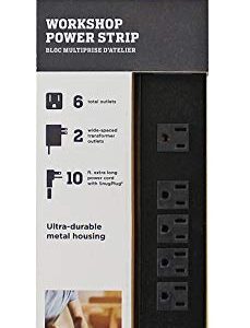 Prime Wire & Cable PB801120 6-Outlet Metal Power Strip with 14-3 SJT 10-Feet Cord,Black