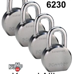 Master Lock - (4) High Security Pro Series Keyed Alike Padlocks 6230NKA-4 w/ BumpStop Technology