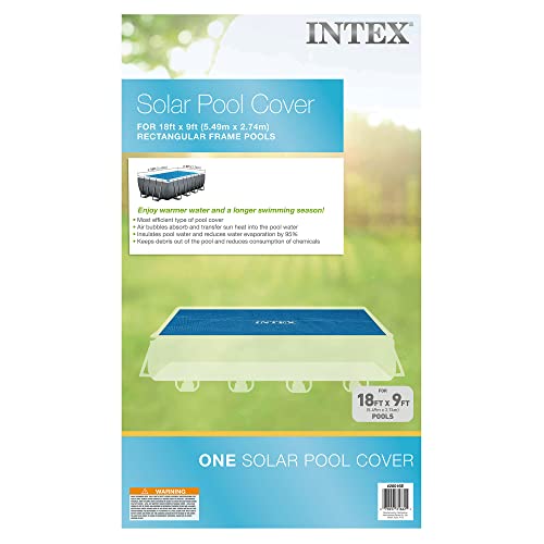 INTEX 28016E Solar Pool Cover: For 18ft Rectangular Frame Pools – Insulates Pool Water – Reduces Water Evaporation and Chemical Consumption – Keeps Debris Out