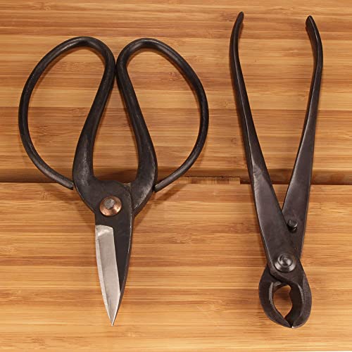 BambooMN Bonsai Basics Set - 8" Concave Cutter, 7" Heavy Duty Shear - 1 Set