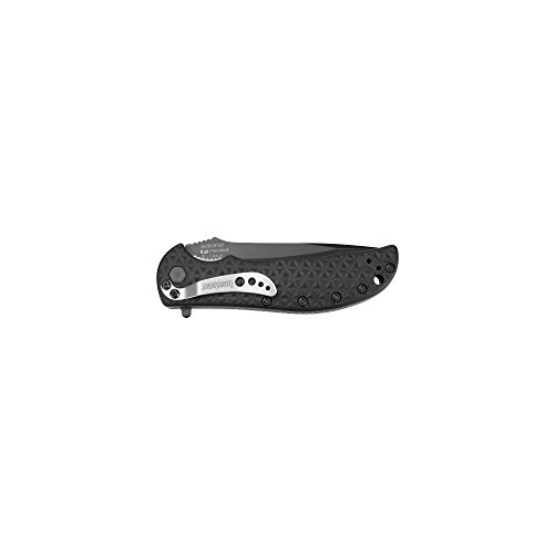 Kershaw Volt II Black Serrated Pocketknife, 3.25" 8Cr13MoV Steel Drop Point Blade, assisted opening Folding EDC, Liner Lock System