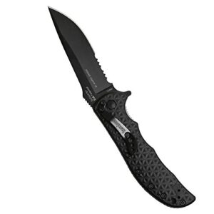 Kershaw Volt II Black Serrated Pocketknife, 3.25" 8Cr13MoV Steel Drop Point Blade, assisted opening Folding EDC, Liner Lock System