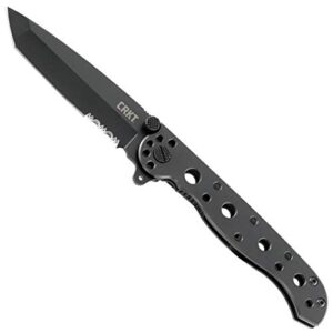 crkt m16-10ks edc folding pocket knife: everyday carry, black serrated edge blade, tanto, frame lock, stainless steel handle, reversible pocket clip