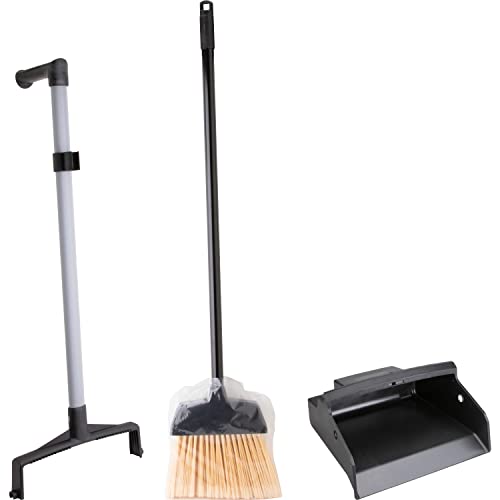 Genuine Joe Lobby Dust Pan Combo Kit, Black