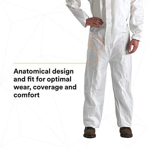 3M Protective Disposable Coveralls, Bulk Pack of 25 White Coveralls, Hooded with Elastic Cuff, Two-way Zipper, Antistatic Protection, XL, 4510-BLK-XL