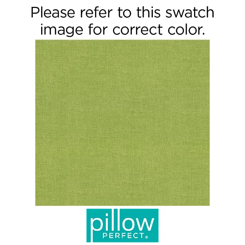 Pillow Perfect Pompeii Solid Indoor/Outdoor Wicker Patio Seat Cushion Reversible, Weather and Fade Resistant, Round Corner - 19" x 19", Green, 2 Count