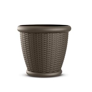 Suncast Willow 18 Inch Diameter Resin Decorative Wicker Patio Planter Pot, Java