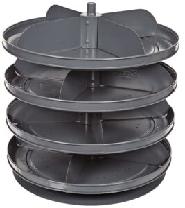 durham 1104-95 rotabin gray cold rolled steel 4 revolving shelves, 240lbs capacity, 17" diameter x 17-3/8" height