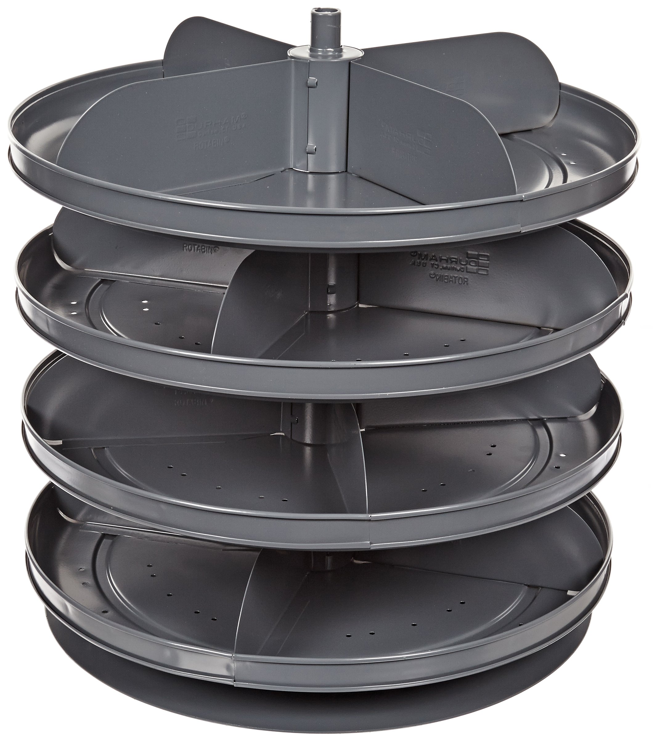 Durham 1104-95 Rotabin Gray Cold Rolled Steel 4 Revolving Shelves, 240lbs Capacity, 17" Diameter x 17-3/8" Height