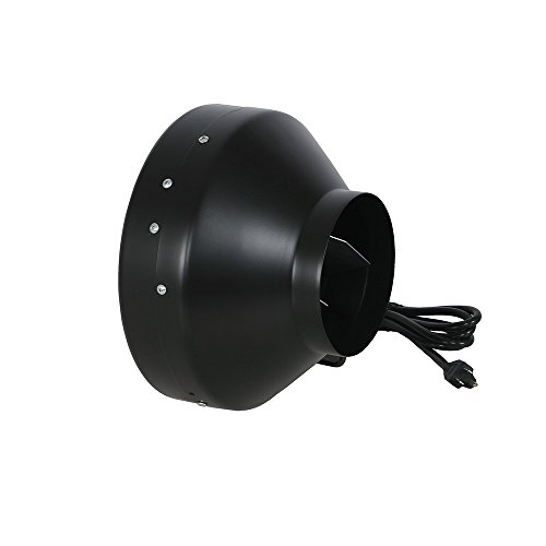 Hurricane 6 Inch Inline Fan 435 CFM - Quiet Fan with Steel Housing and Powder-Coated Finish, Easy Installation, Black