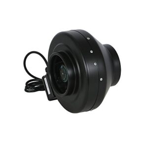 Hurricane 6 Inch Inline Fan 435 CFM - Quiet Fan with Steel Housing and Powder-Coated Finish, Easy Installation, Black