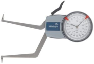 mitutoyo 209-352 caliper gauge, pointed jaw, white face, 0.4-1.2" range, +/-0.0015" accuracy, 0.0005" resolution, meets ip65 specifications