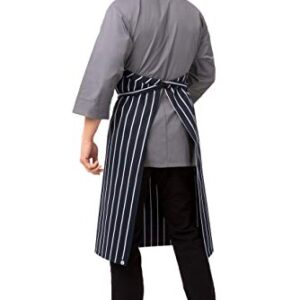 Chef Works Unisex English Chef Apron, Navy W/ Chalk Stripe, One Size