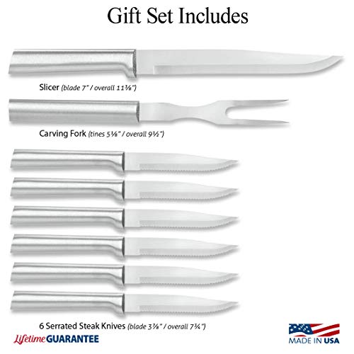 Rada Cutlery Meat Lover’s 8-Piece Steak Knife Gift Set – Stainless Steel Blades With Aluminum Handles