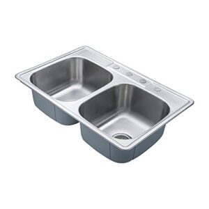 Kraus KTM33 33 inch Topmount 50/50 Double Bowl 18 gauge Stainless Steel Kitchen Sink