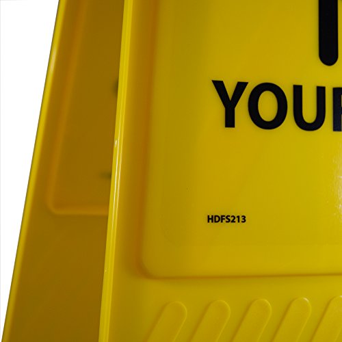 NMC HDFS213 CAUTION-WATCH YOUR STEP Sign with Graphic– 10.75 in. x 24.63 in. Heavy-Duty Plastic, Double-Sided Floor Sign with Black on Yellow