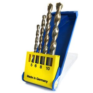 s&r concrete stone masonry drill bit set made in germany, 4 pieces, 5 x 85/6 x 100/8 / 10 x 120 x 120 mm/professional quality