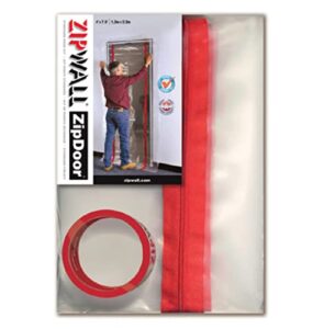 zipwall zipdoor zds standard dust barrier zipper door kit, 1 pack, red