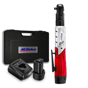 acdelco arw1201 g12 series 12v cordless li-ion 3/8” 57 ft-lbs. ratchet wrench tool kit with 2 batteries and carrying case