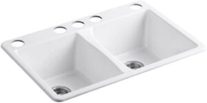 kohler k-5873-5u-0 deerfield kitchen sink, 2.375, white