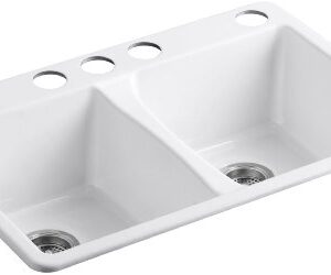 KOHLER K-5873-5U-0 Deerfield Kitchen Sink, 2.375, White