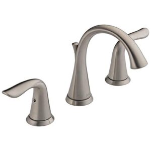 delta faucet lahara widespread bathroom faucet brushed nickel, bathroom faucet 3 hole, diamond seal technology, metal drain assembly, stainless 3538-ssmpu-dst, 5.00 x 16.00 x 5.00 inches