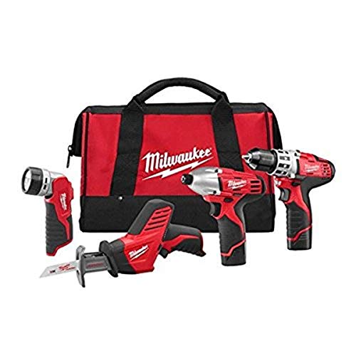 Milwaukee 2498-24 M12 Cordless Lithium-Ion 4-Tool Combo Kit