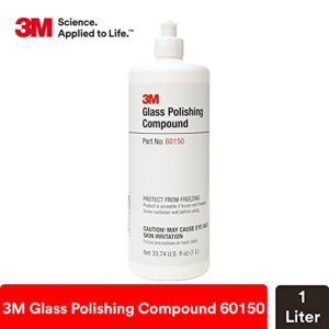 3M Glass Polishing Compound with Cerium Oxide Mineral, Defect Repair and Glass Scratch removal one step Glass Polish, Permanently Removes Fine Scratches, Swirl Marks, Water Spots, 60150, 1 Liter, 051111610091