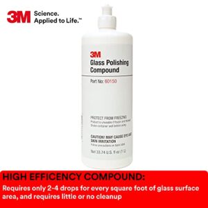 3M Glass Polishing Compound with Cerium Oxide Mineral, Defect Repair and Glass Scratch removal one step Glass Polish, Permanently Removes Fine Scratches, Swirl Marks, Water Spots, 60150, 1 Liter, 051111610091