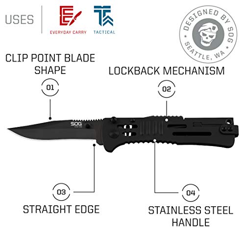 SOG Folding Knife SlimJim Slim Pocket Knife Black