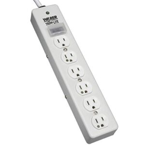 tripp lite sps606hgra surge protector strip medical rt angle plug 6 outlet 6-feet cord light gray