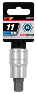 performance tool w32981 1/2 drive 11mm hex bit socket, 1 pack