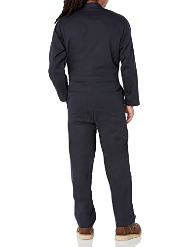 Bulwark FR Men's Flame Resistant 9 oz Twill Cotton Classic Coverall with Hemmed Sleeves, Navy, 46