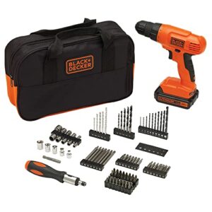 black+decker 20v max* powerconnect cordless drill kit + 100 pc. kit (bdc120va100), orange