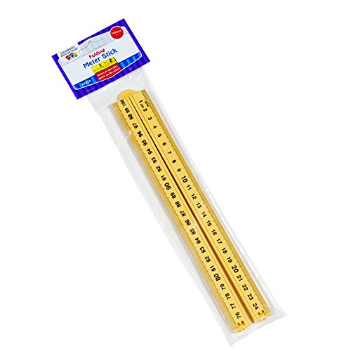 LEARNING ADVANTAGE Folding Meter Stick - Measure in Inches, Centimeters, Milimeters and Meters - Foldable Ruler for Metric and Imperial Measurement Systems