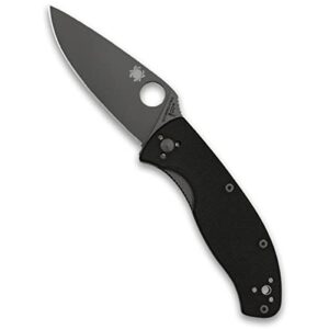 spyderco tenacious folding utility pocket knife with 3.39" black stainless steel blade and durable g-10 handle - everyday carry - plainedge - c122gbbkp