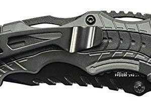 Smith & Wesson SWMP6 7.7in High Carbon S.S. Assisted Folding Knife with 3.4in Clip Point Blade and Aluminum Handle for Outdoor, Tactical, Survival and EDC,Gray