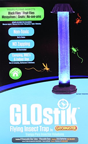 Catchmaster Glostik Flying Insect Trap 1-Pk, LED Light & Fly Traps for Indoors & Outdoors, Premium Adhesive Mosquito & Gnat Bug Catcher, Pet Safe Insect Killer, Pest Control for Home & Camping