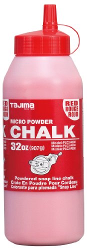 TAJIMA Micro Chalk - Red 32 oz (907g) Ultra-Fine Snap-Line Chalk with Durable Bottle & Easy-Fill Nozzle - PLC2-R900