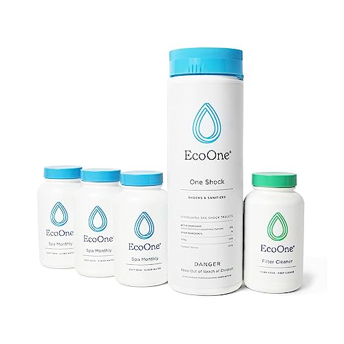 EcoOne | Hot Tub Chemical Maintenance & Supply Kit | Spa Shock, Conditioner & Purification Kit | Contains Oneshock Chlorine Tablets, SPA Monthly Conditioner & Filter Cleanser | 3 Month Supply