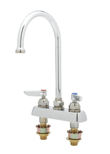 T&S Brass B-1141-XS B-1141-Xs, Workboard Faucet, Deck Mount, 4-Inch Centers, Swivel Gooseneck, Lever Handles, 2-Inch Shanks, Chrome