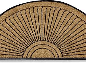 Kempf Half Round Inlaid Sun Ray Doormat, Outdoor, Entrance Mat, Extra Large Size, Great for Double Doors, Heavy Duty, 3 x 6-feet