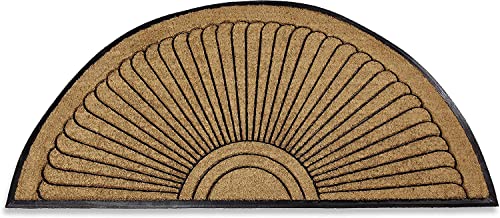 Kempf Half Round Inlaid Sun Ray Doormat, Outdoor, Entrance Mat, Extra Large Size, Great for Double Doors, Heavy Duty, 3 x 6-feet