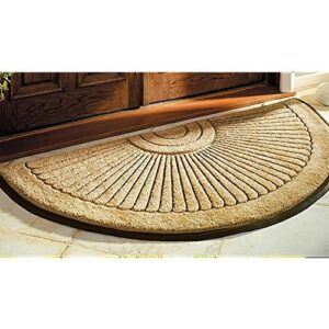 Kempf Half Round Inlaid Sun Ray Doormat, Outdoor, Entrance Mat, Extra Large Size, Great for Double Doors, Heavy Duty, 3 x 6-feet