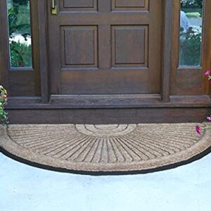 Kempf Half Round Inlaid Sun Ray Doormat, Outdoor, Entrance Mat, Extra Large Size, Great for Double Doors, Heavy Duty, 3 x 6-feet