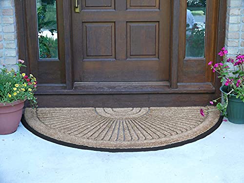 Kempf Half Round Inlaid Sun Ray Doormat, Outdoor, Entrance Mat, Extra Large Size, Great for Double Doors, Heavy Duty, 3 x 6-feet