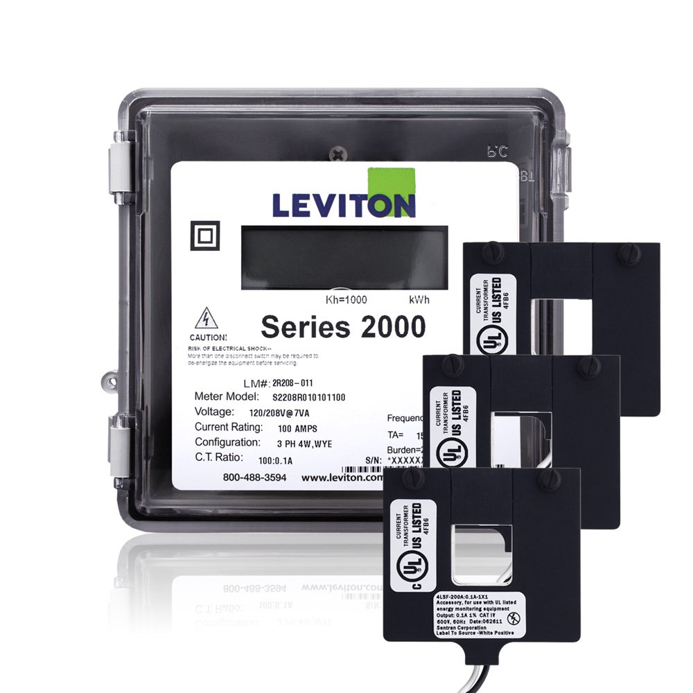 Leviton 2O208-8W Series 2000 120/208V 3P4W 800A Outdoor kWh Meter Kit with 3 Split Core CTs